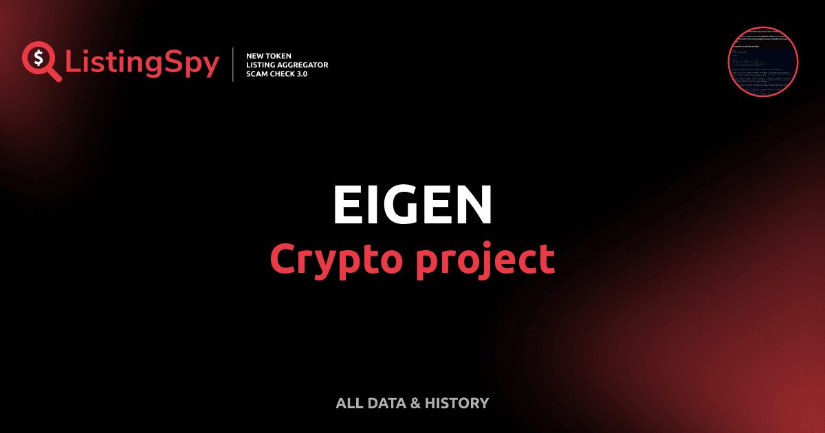 EIGEN crypto project: EIGEN token listings, events, analysis | ListingSpy