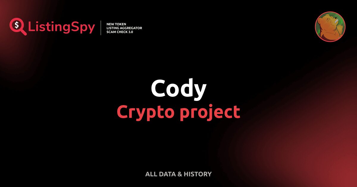 Cody crypto project: CODY token listings, events, analysis | ListingSpy