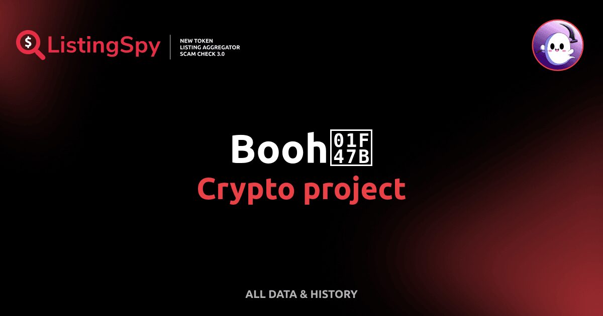 Booh???? crypto project: BOOH token listings, events, analysis | ListingSpy