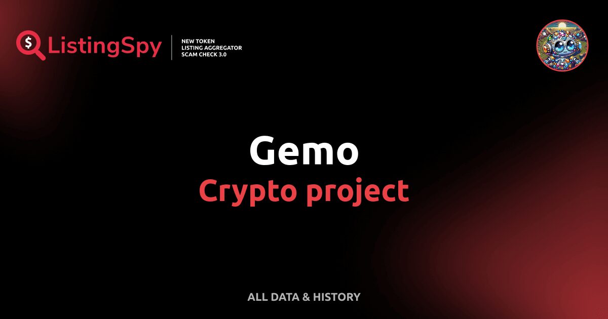 Gemo crypto project: Gemo token listings, events, analysis | ListingSpy
