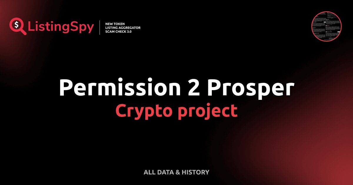 Permission 2 Prosper crypto project: P2P token listings, events, analysis | ListingSpy