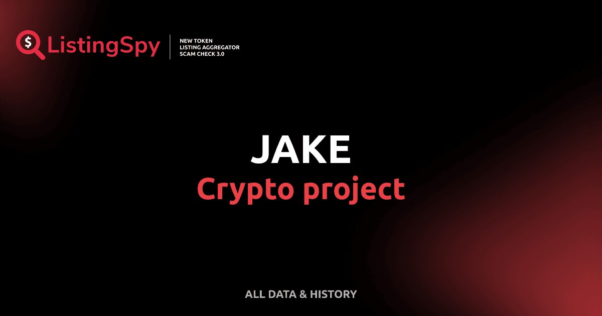 JAKE crypto project: JAKE token listings, events, analysis | ListingSpy
