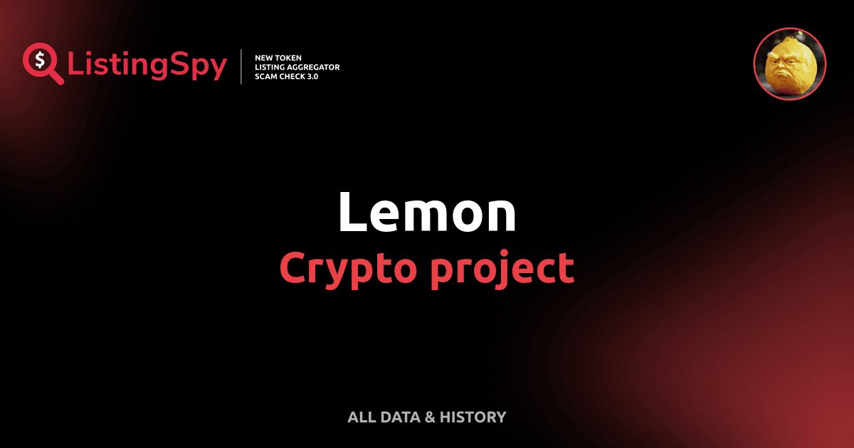 Lemon crypto project: LEMON token listings, events, analysis | ListingSpy
