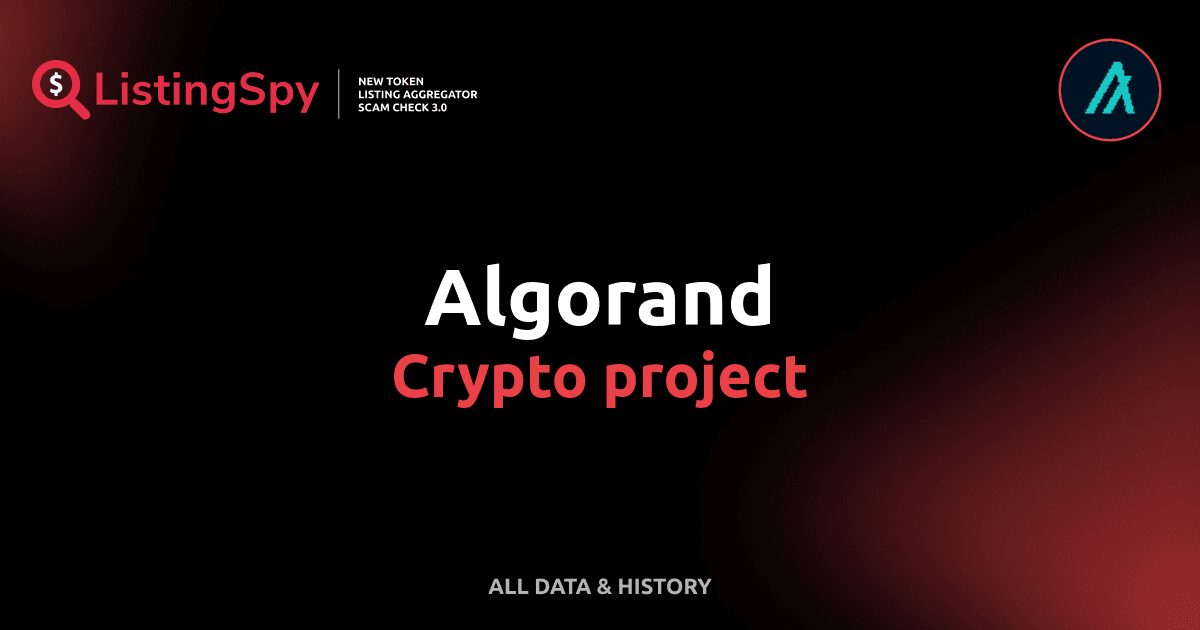 Algorand crypto project: ALGO token listings, events, analysis | ListingSpy