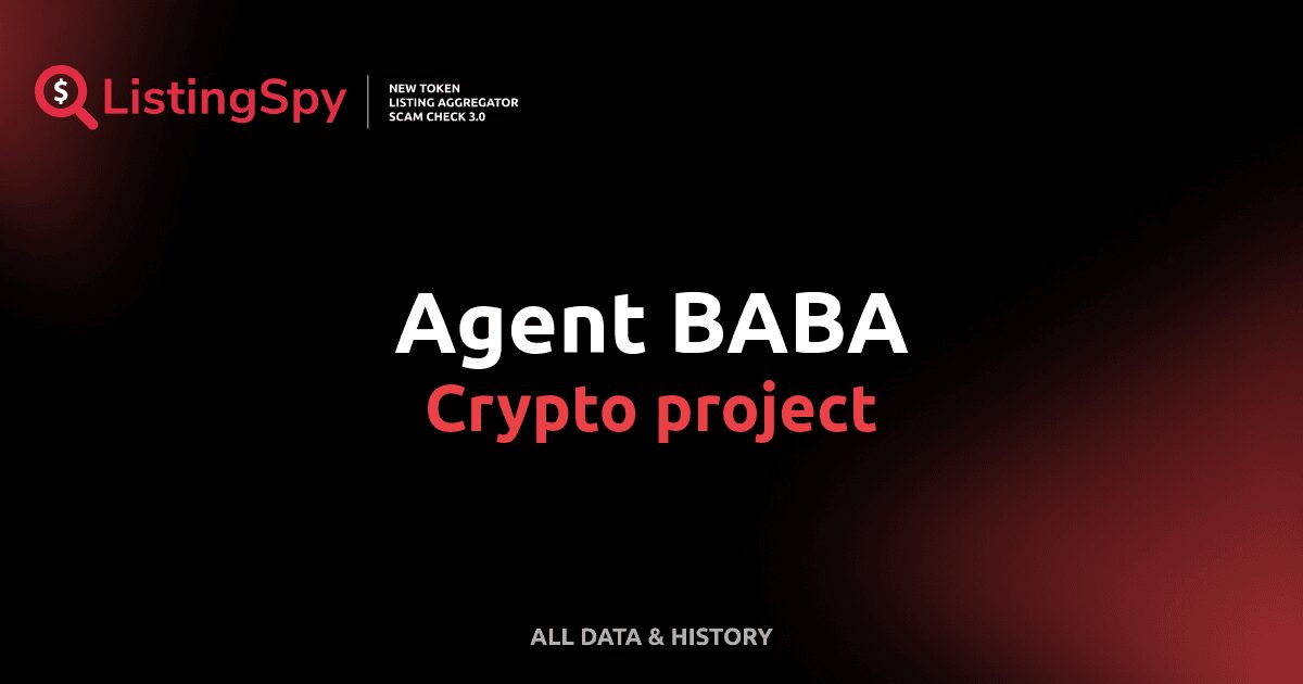 Agent BABA crypto project: AGENTB token listings, events, analysis | ListingSpy