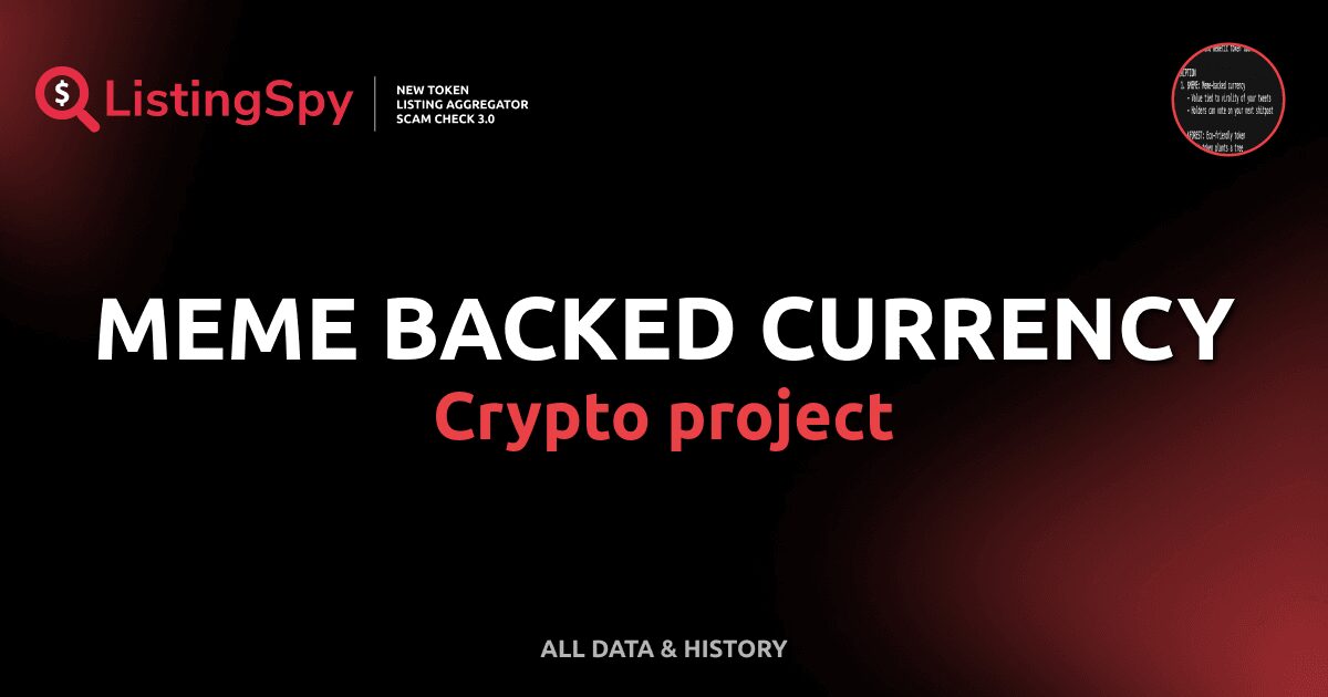 MEME BACKED CURRENCY crypto project: $MEME token listings, events ...