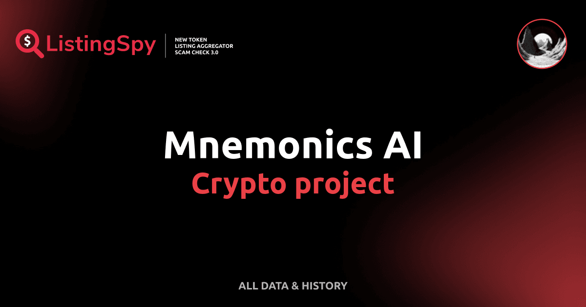 Mnemonics AI crypto project: MNEMO token listings, events, analysis | ListingSpy