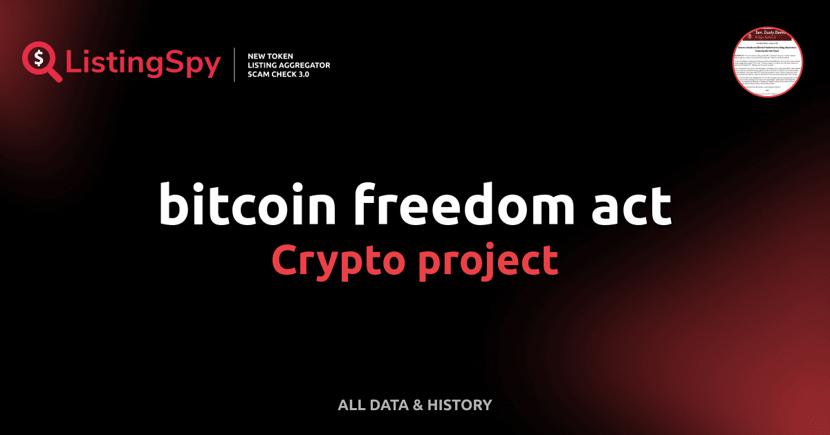 bitcoin freedom act crypto project: bfa token listings, events ...