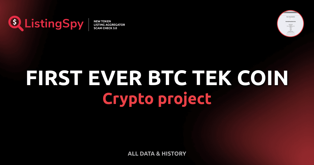 FIRST EVER BTC TEK COIN crypto project: TEKcoin token listings, events ...