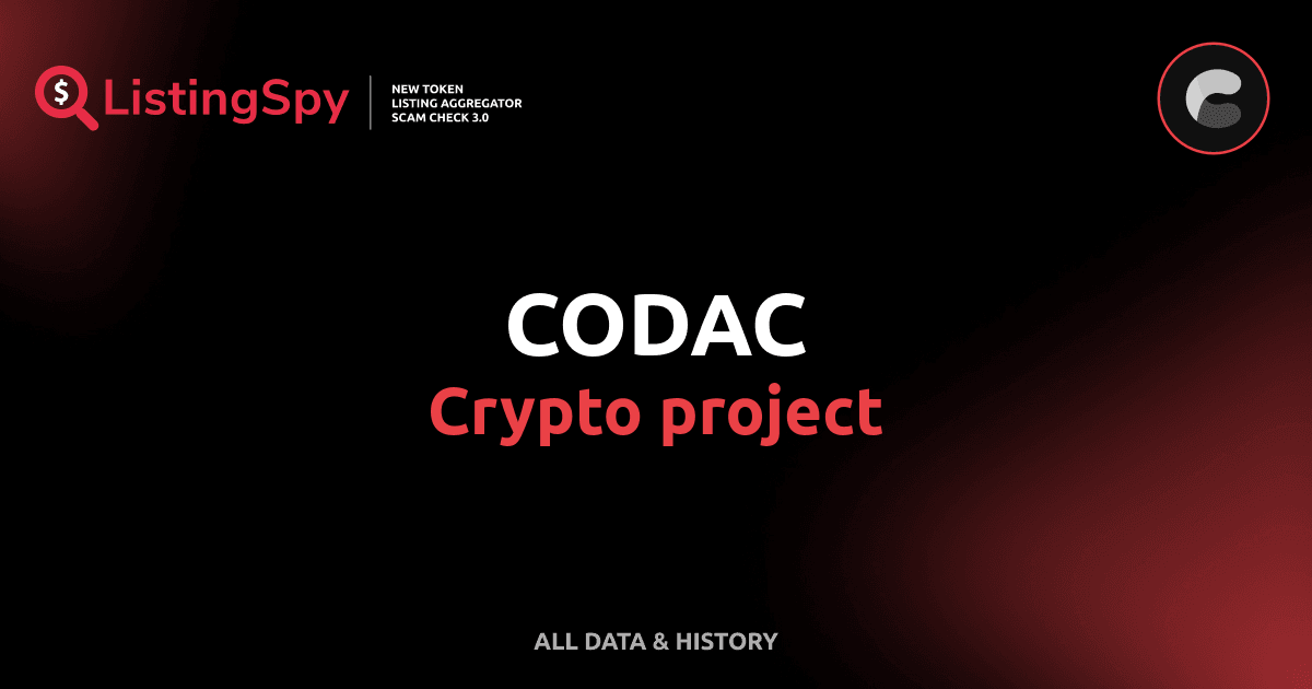 CODAC crypto project: CODAC token listings, events, analysis | ListingSpy