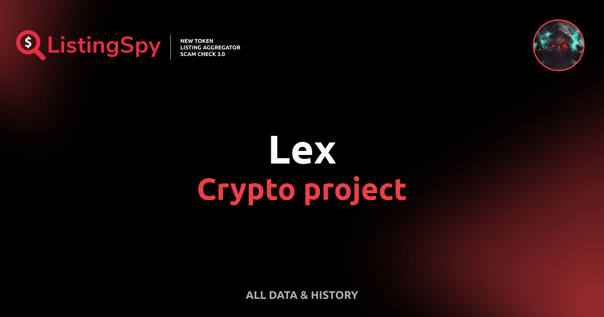 Lex crypto project: Lex token listings, events, analysis | ListingSpy