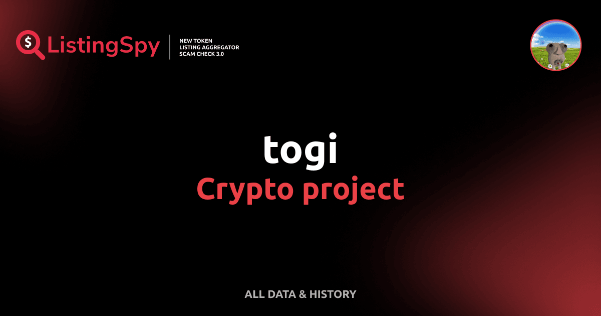 togi crypto project: TOGI token listings, events, analysis | ListingSpy
