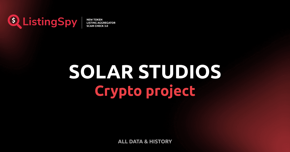 SOLAR STUDIOS crypto project: SOLAR token listings, events, analysis | ListingSpy