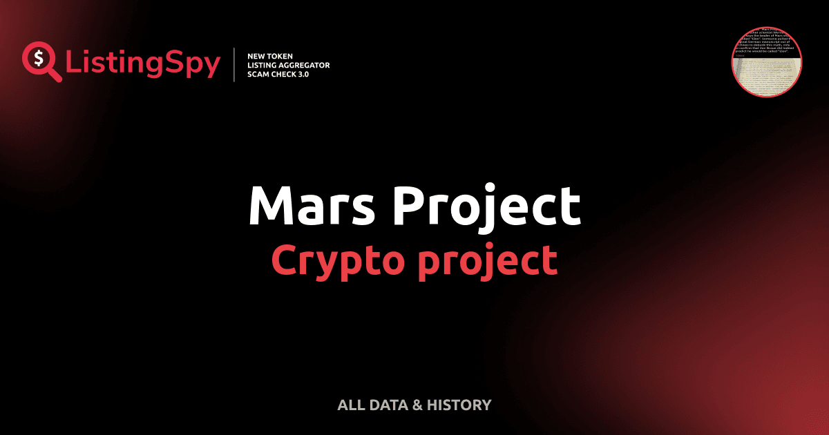 Mars Project crypto project: Elon token listings, events, analysis | ListingSpy