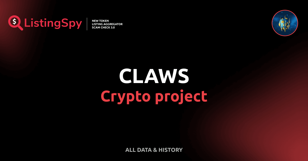 CLAWS crypto project: claWs token listings, events, analysis | ListingSpy