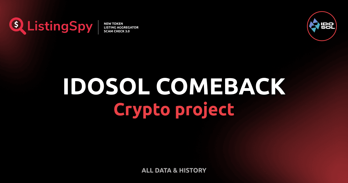 IDOSOL COMEBACK crypto project: IDOSOL token listings, events, analysis | ListingSpy