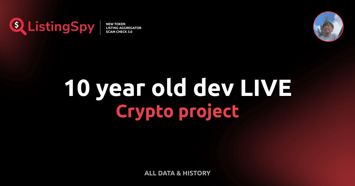 10 year old dev LIVE crypto project: YOUNGDEV token listings, events, analysis | ListingSpy
