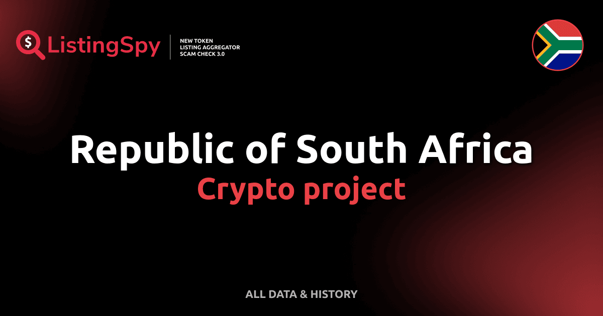 Republic of South Africa crypto project: RSA token listings, events, analysis | ListingSpy