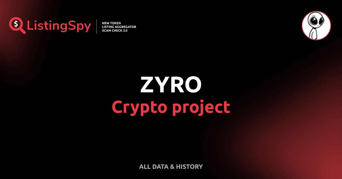 ZYRO crypto project: ZYRO token listings, events, analysis | ListingSpy