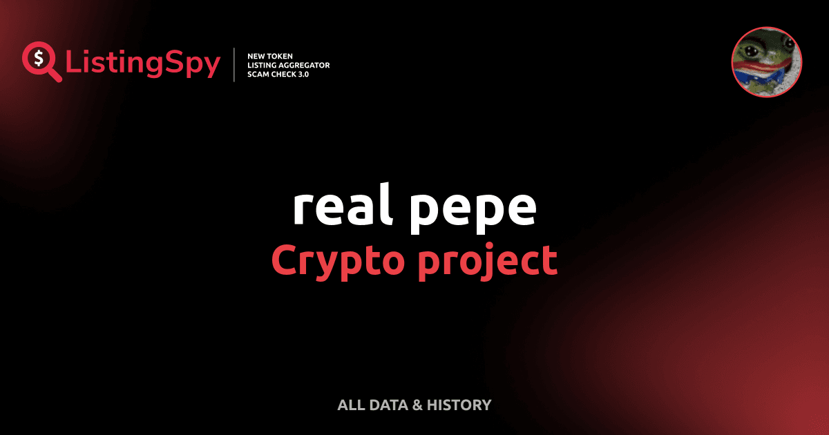 real pepe crypto project: frog token listings, events, analysis | ListingSpy