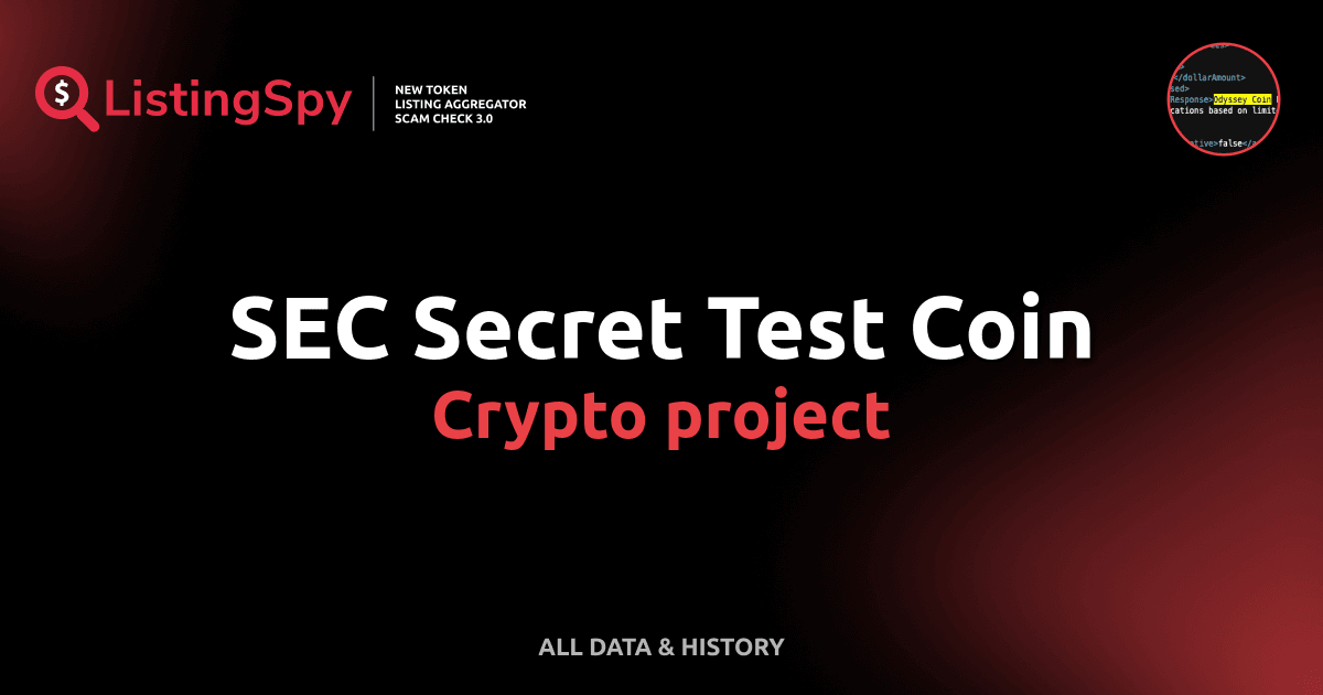 SEC Secret Test Coin crypto project: Odyssey token listings, events ...