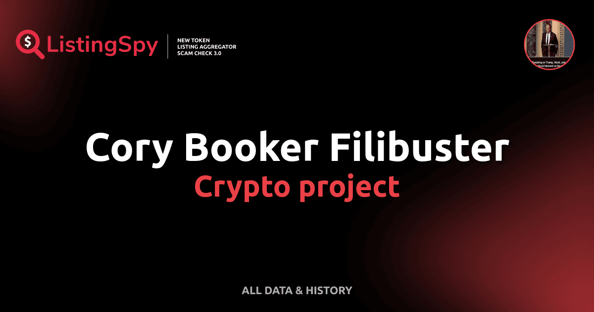 Cory Booker Filibuster crypto project: CBF token listings, events, analysis | ListingSpy