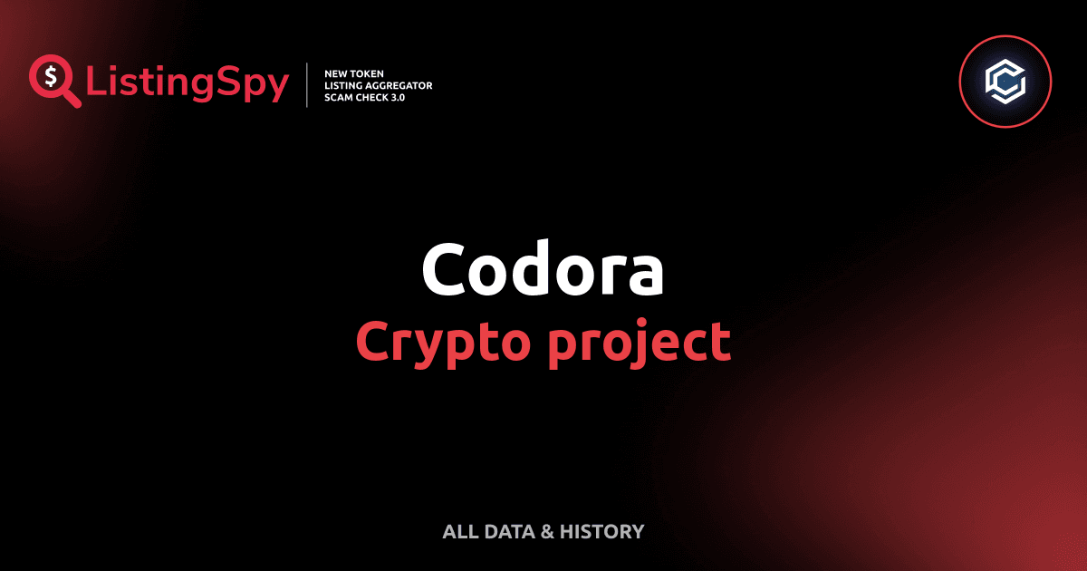 Codora crypto project: CODORA token listings, events, analysis | ListingSpy