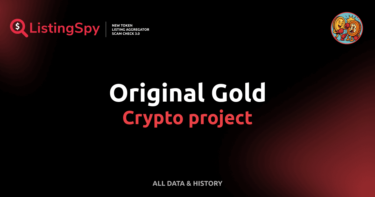 Original Gold crypto project: OGG token listings, events, analysis | ListingSpy