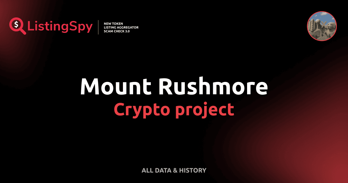 Mount Rushmore crypto project: MR token listings, events, analysis | ListingSpy