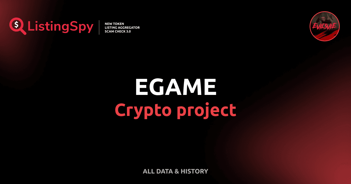 EGAME crypto project: EG token listings, events, analysis | ListingSpy