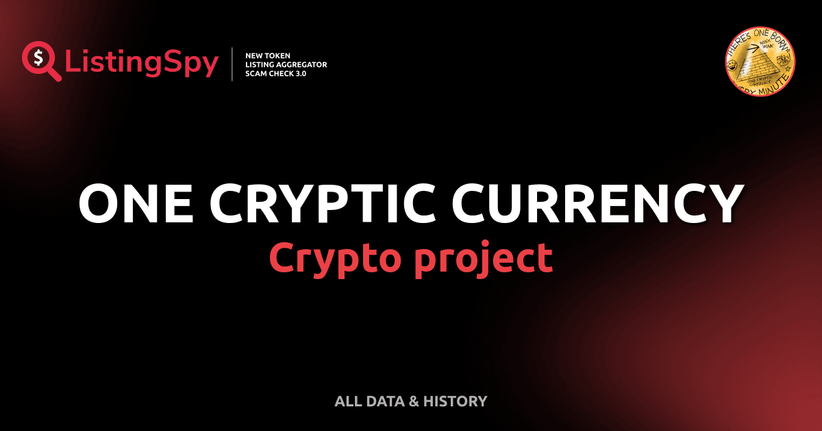 ONE CRYPTIC CURRENCY crypto project: PATCOIN token listings, events, analysis | ListingSpy