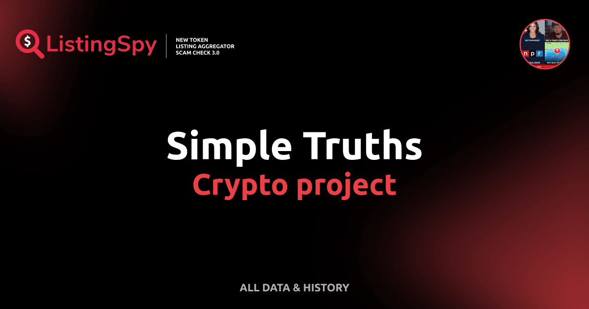 Simple Truths crypto project: TRUTH token listings, events, analysis | ListingSpy