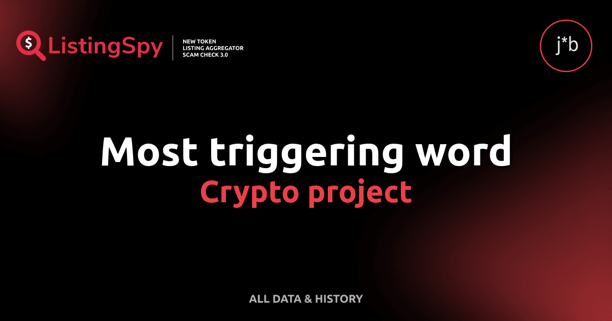 Most triggering word crypto project: j*b token listings, events ...