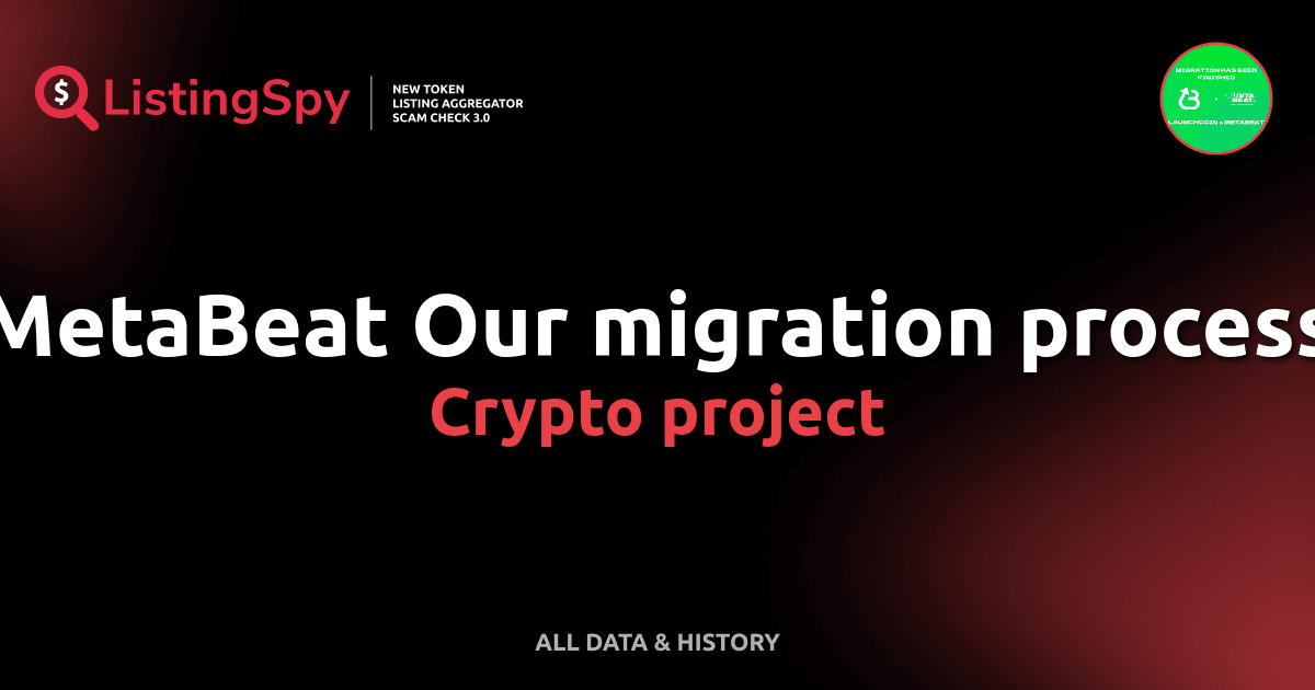 MetaBeat Our migration process crypto project: MBEAT token listings, events, analysis | ListingSpy