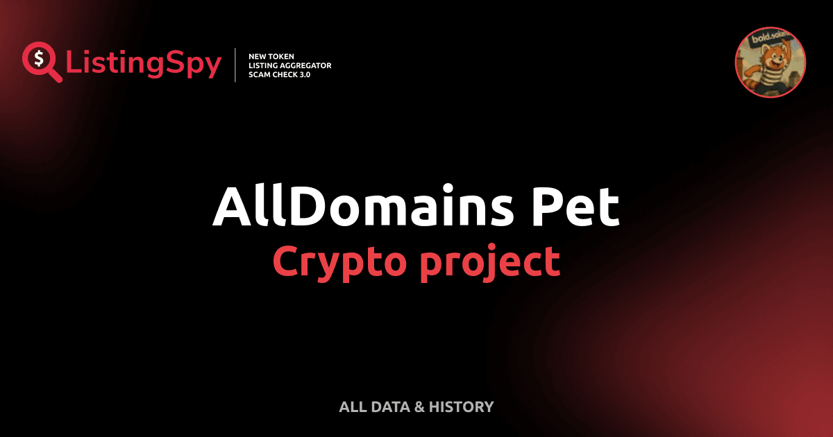AllDomains Pet crypto project: BOLD token listings, events, analysis | ListingSpy