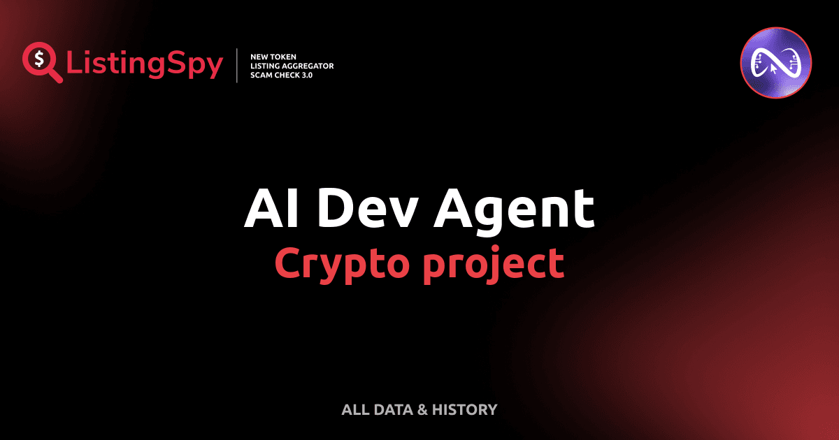 AI Dev Agent crypto project: AIDEV token listings, events, analysis | ListingSpy