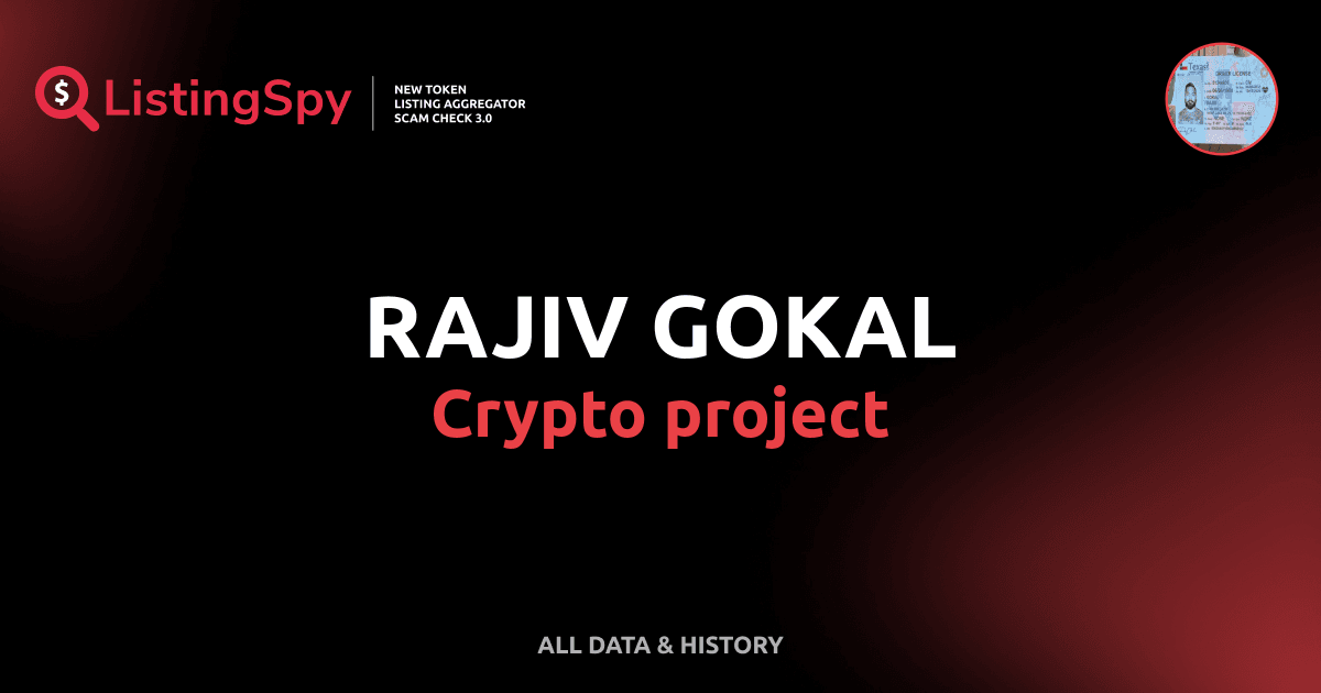 RAJIV GOKAL crypto project: RAJIV token listings, events, analysis | ListingSpy