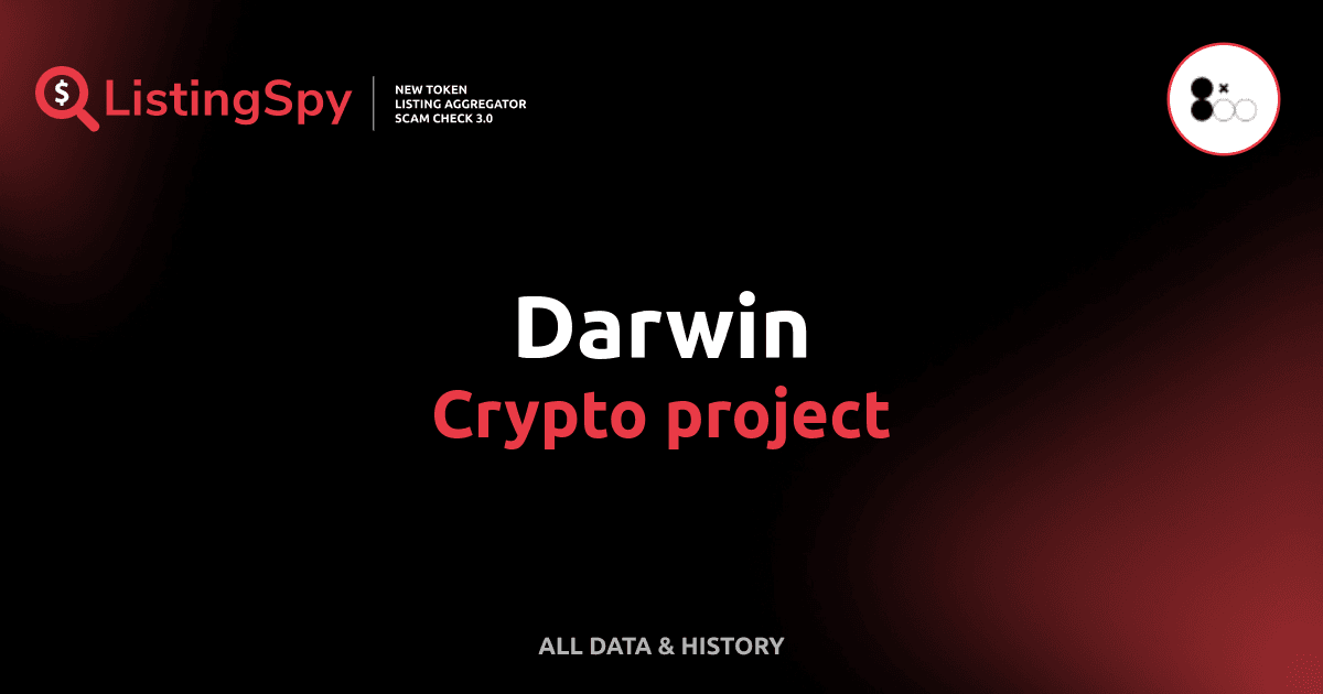 Darwin crypto project: DARWIN token listings, events, analysis | ListingSpy