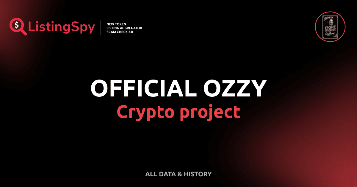 OFFICIAL OZZY crypto project: OZZY token listings, events, analysis | ListingSpy