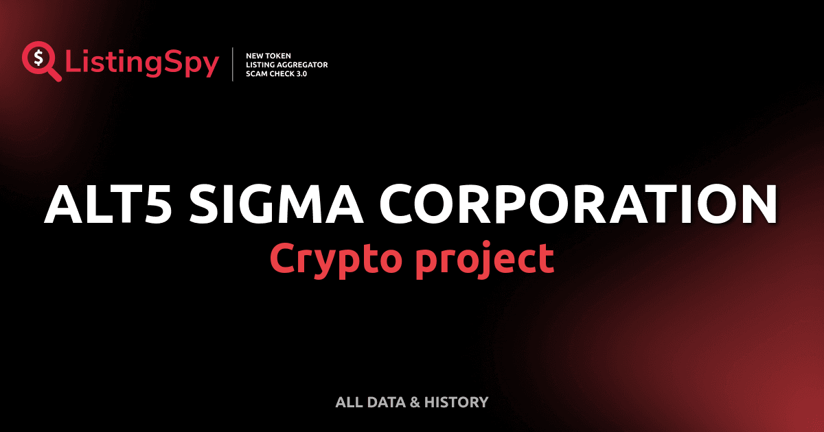 ALT5 SIGMA CORPORATION crypto project: ALTS token listings, events ...