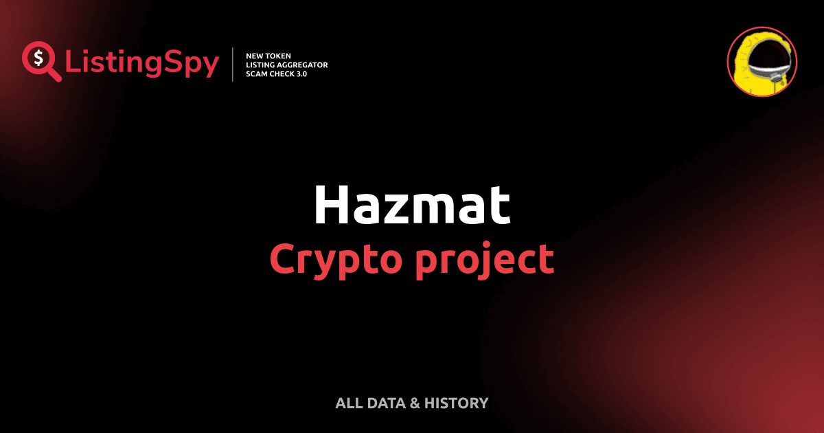 Hazmat crypto project: HZMT token listings, events, analysis | ListingSpy