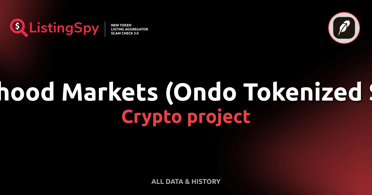 Robinhood Markets (Ondo Tokenized Stock) crypto project: HOODON token ...